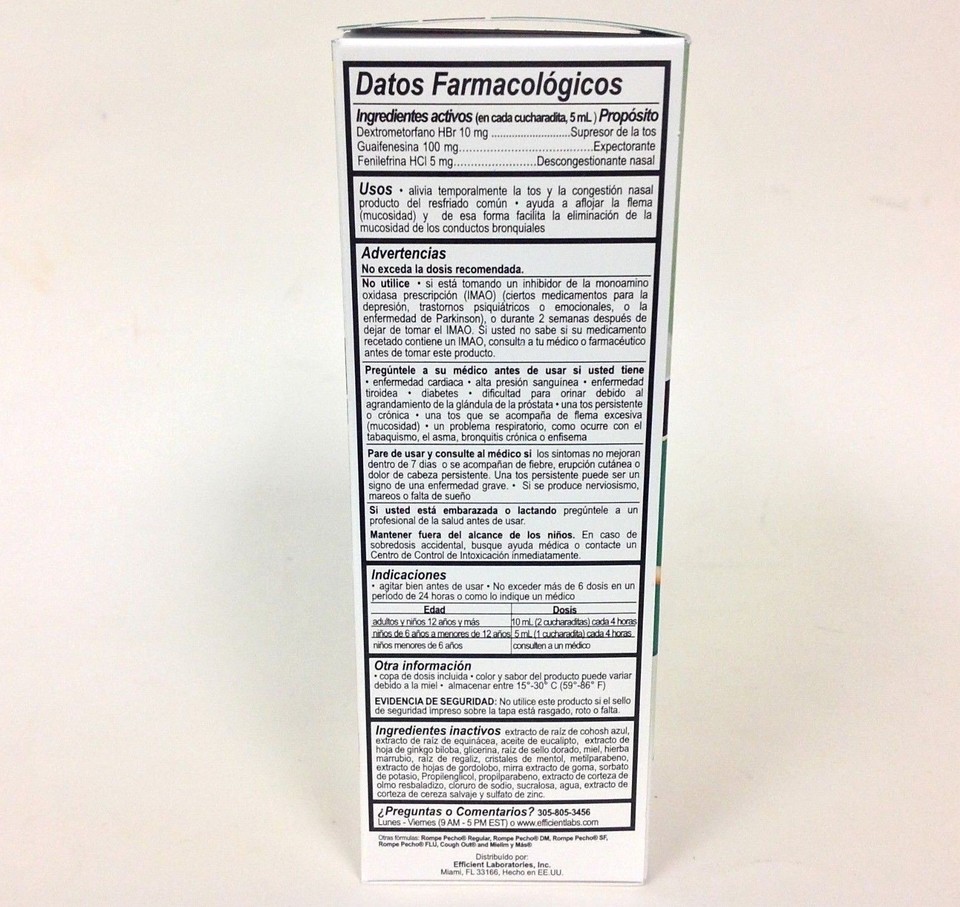 ROMPE PECHO SYRUP CF COLD & FLU 6oz / ROMPE PECHO JARABE CF CATARRO Y ...