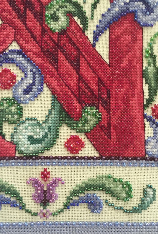 Monogram "N" Completed Cross Stitch with Embellishments - Jim Shore ...