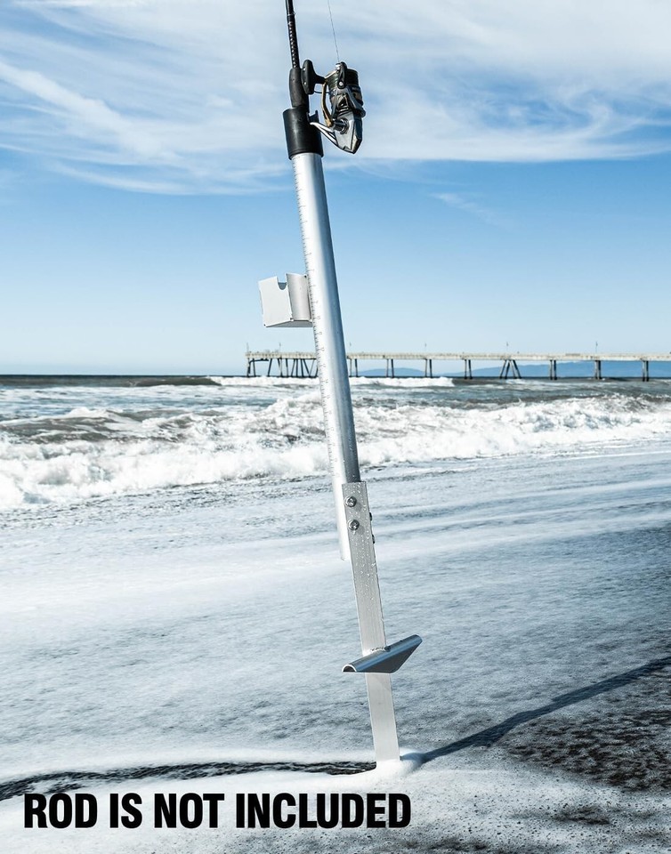 Aluminum Sand Spike Stake Rod Holder Tube w Bait Box Shore Beach Surf ...