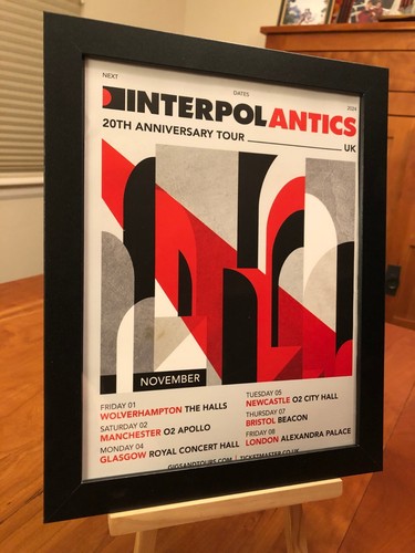 FRAMED ORIGINAL INTERPOL "ANTICS" LP ALBUM CD AD w/ 2024 CONCERT TOUR ...