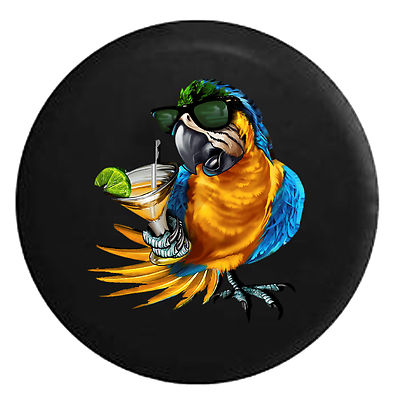 Spare Tire Cover Tropical Parrot Macaw with Sunglass & Cocktail for SUV ...