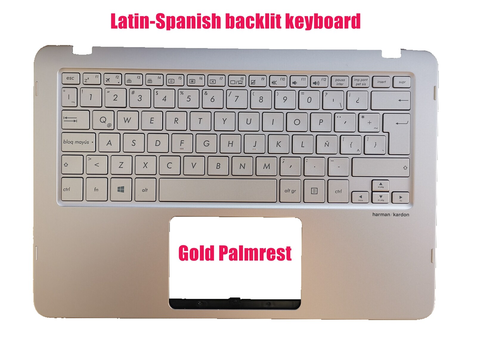Latin-Spanish Palmrest backlit keyboard for Asus UX360U UX360UA Q324U ...