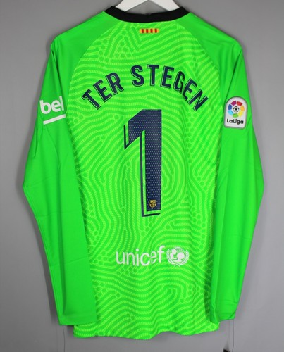 NWT FC BARCELONA SPAIN 2020 2021 GOALKEEPER JERSEY SHIRT #1 TER STEGEN ...