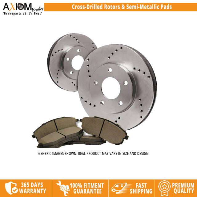 2 Disc Brake Rotors Cross Drilled 4 Semi-Metallic Pads Rear Kit 31325D ...