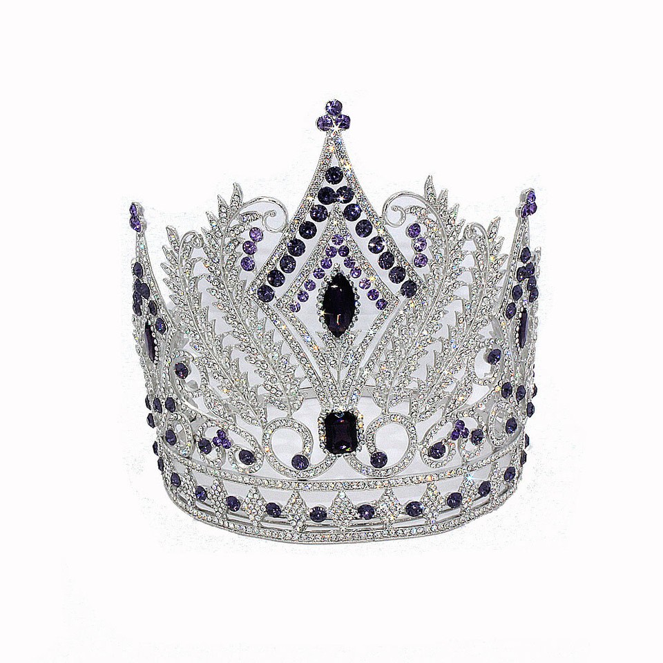 19.5cm Tall Crystal Huge Tiara Crown Wedding Bridal Queen Princess For ...