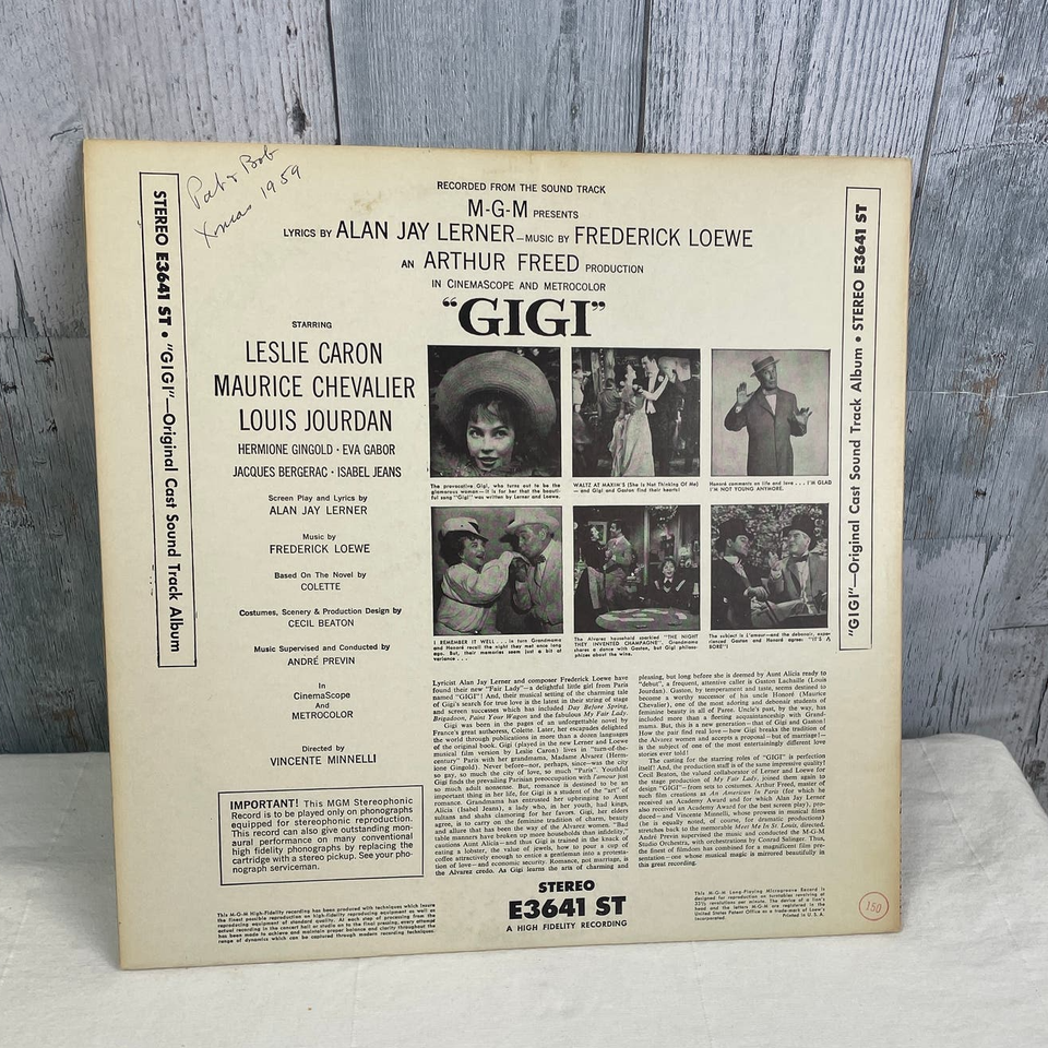 Vintage 1958 Gigi Leslie Caron Original Cast Soundtrack Album LP Vinyl ...