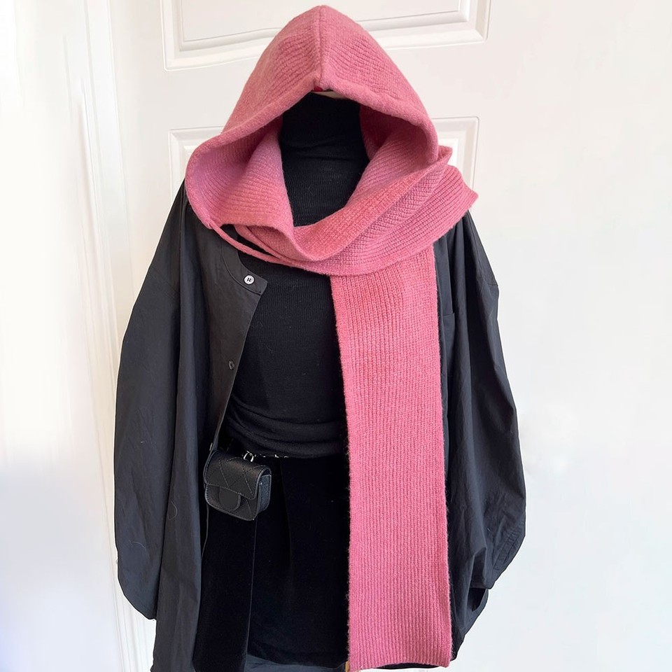 Scarf Integrated Hood for Women Headwear Winter Fashion Layering Piece ...