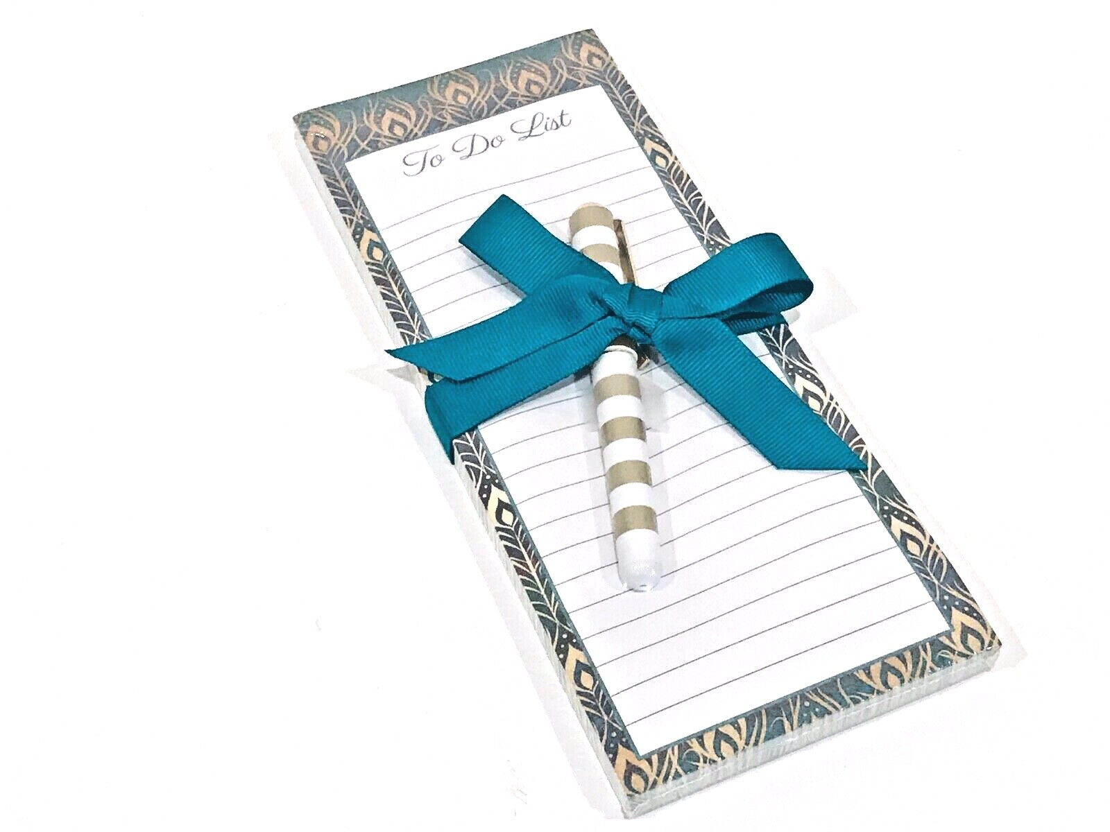 LADY JAYNE LTD. PEACOCK FEATHERS MAGNETIC NOTEPAD WITH PEN 100 SHEETS ...