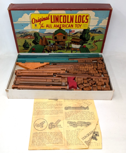 Rare Vintage 1943 American Toys Lincoln Logs Wood Building Construction ...