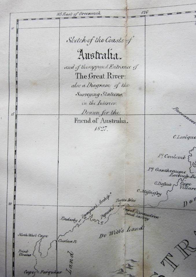 1836 Friend of Australia 2nd Ed Map central Great River! Classic Early ...