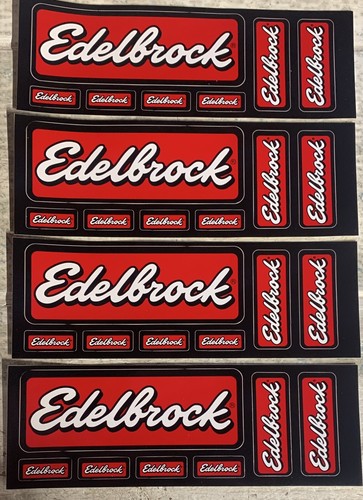 4 EDELBROCK STICKER SHEET LOT W/ 7 PER SHEET(28) RACING TOOL BOX NHRA ...