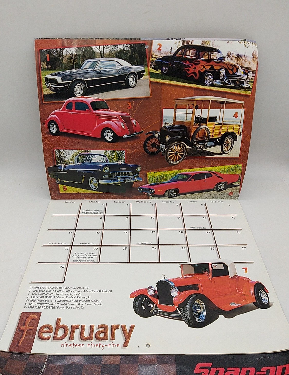 Snap-on tools Calendar 1999 snap on classics cars | eBay
