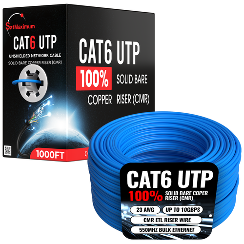 1000ft CAT6 CMR ETL Riser Ethernet Cable 23AWG Solid Bare Copper Wire ...
