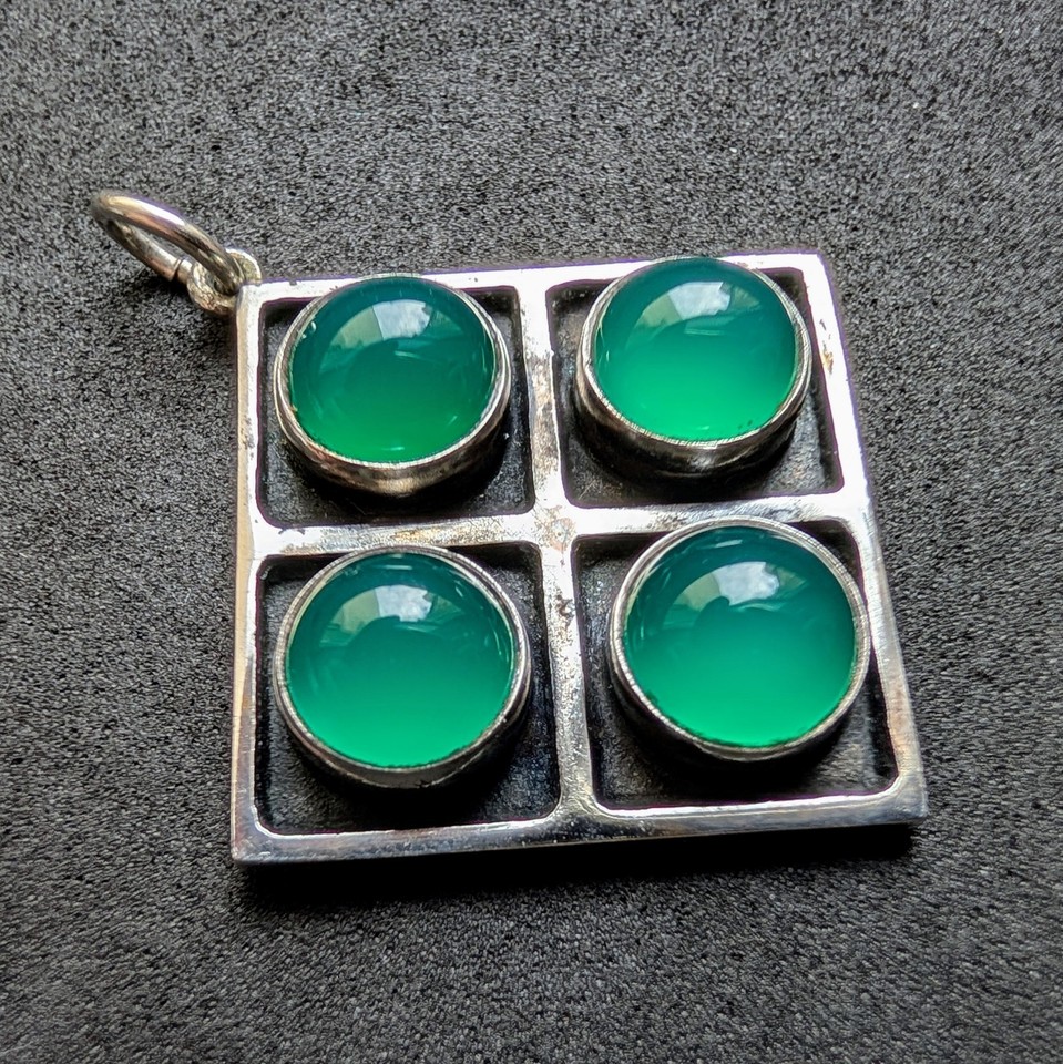 Vintage Anhänger Georg Kramer 835 Silber Chrysopras alt Midcentury | eBay