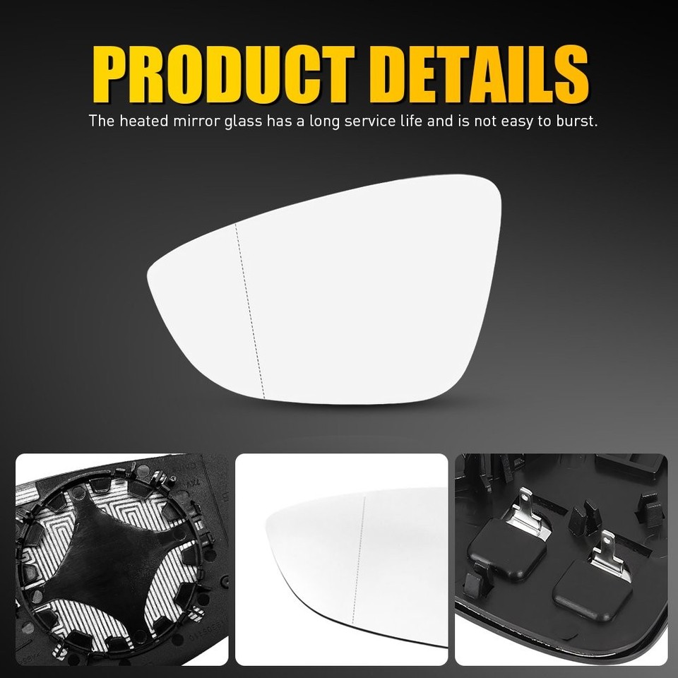 LH Driver Side Mirror Glass Heated Convex Fit for VW Volkswagen CC 2009 ...