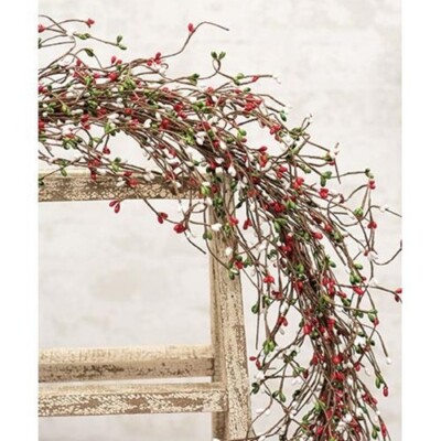 NEW Primitive PIP BERRY GARLAND RED GREEN WHITE 48" Holiday Farmhouse ...