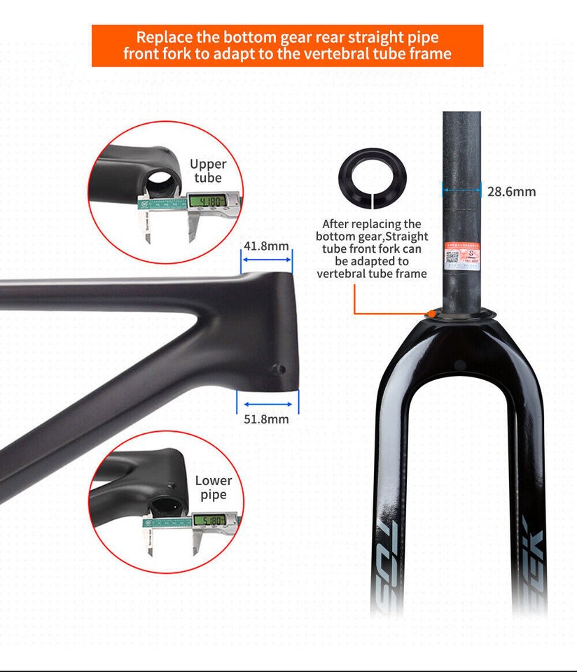 TOSEEK 26/27.5/29 inch Carbon Fiber Fork 1-1/8" MTB Bike Disc Brake ...