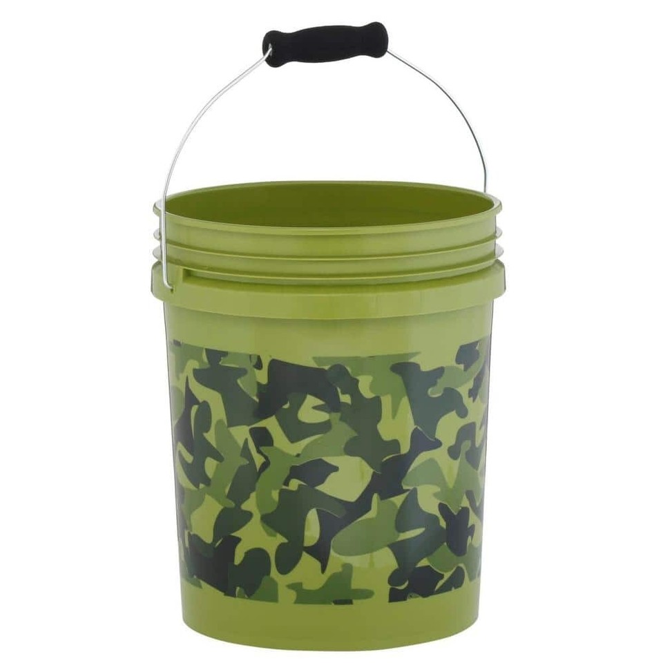 Green 5 Gal Camo Pail Camouflage 5 Gallon Bucket for Mixing Paint and ...