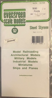 Evergreen Scale Models - Styrene Sheet 080" thick 6"x12" - 9080 | eBay