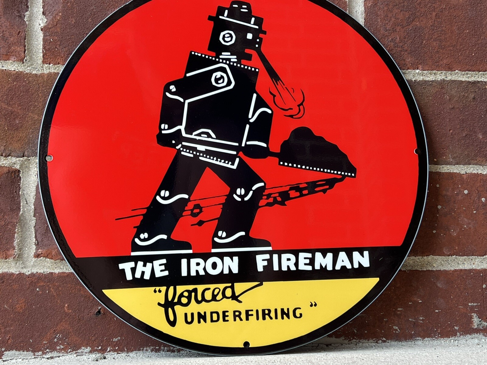 12” The Iron Fireman Coal Burner Heavy Metal Vintage Style Steel Sign ...