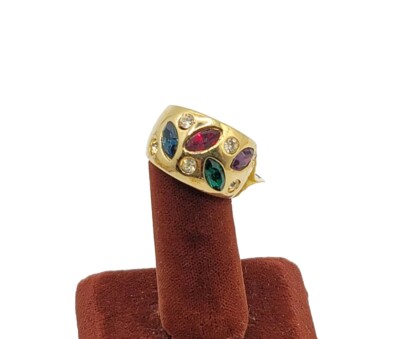 Vtg Size 7 Ring Rhinestones Fashion Jewelry 18KGE Gold Electroplate ...