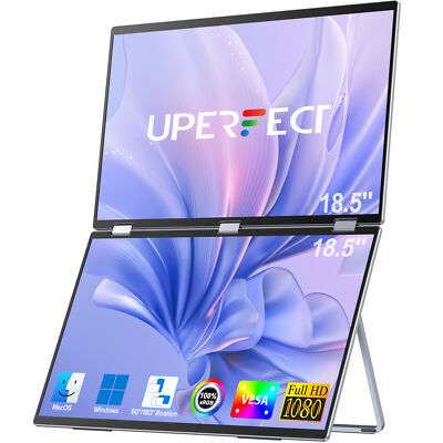 UPERFECT Dual Monitor 18.5" Stacked Triple Monitor Folding Travel ...