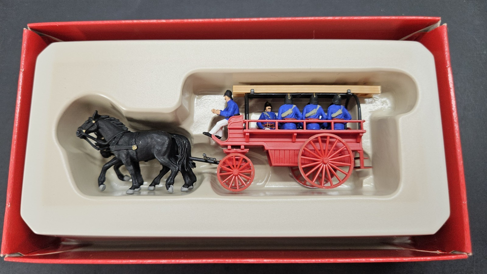 New Preiser (Germany) HO Scale Horse Drawn Fire Wagon w/ 8 Fireman ...