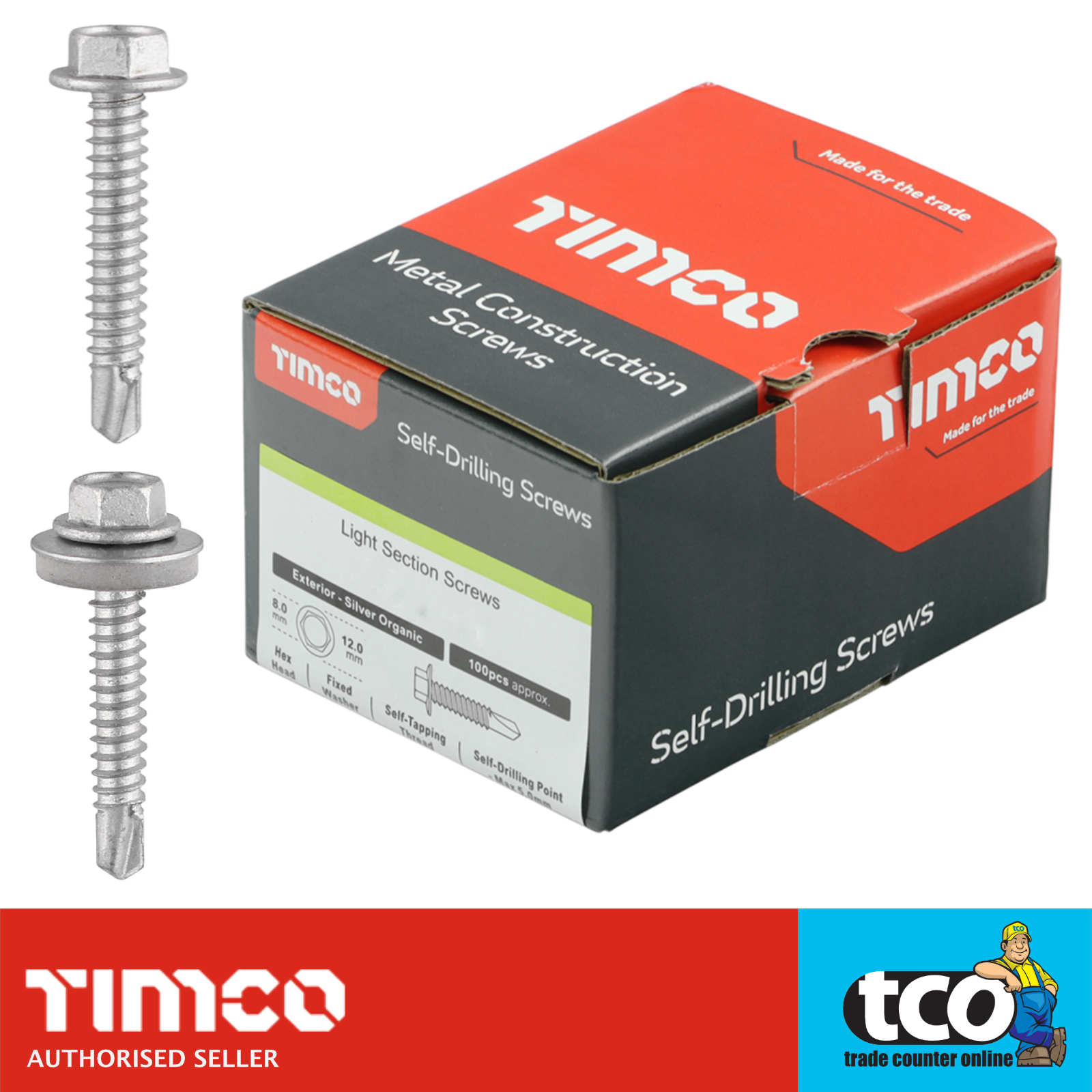 Timco Self Drilling Hex Roofing Screws 100 Box for Exterior Light ...
