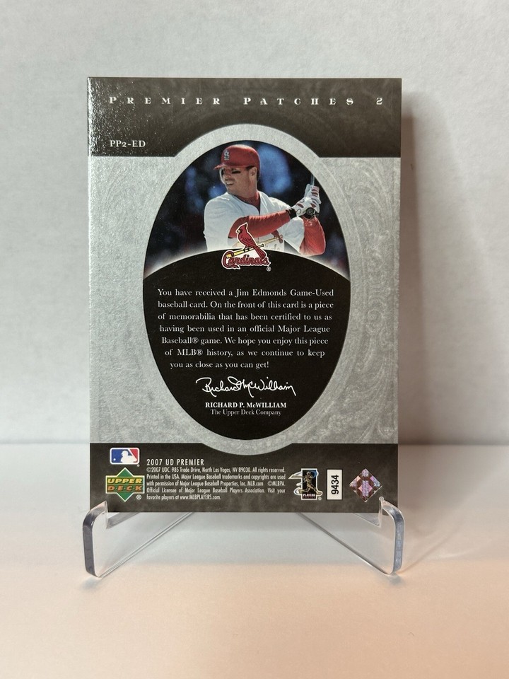 2007 Upper Deck Premier Jim Edmonds Game Used Jersey Patch Card # / 75 ...