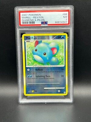 Pokemon PSA 7 NM Marill 88/130 Diamond & Pearl Reverse Holofoil 2007 S ...