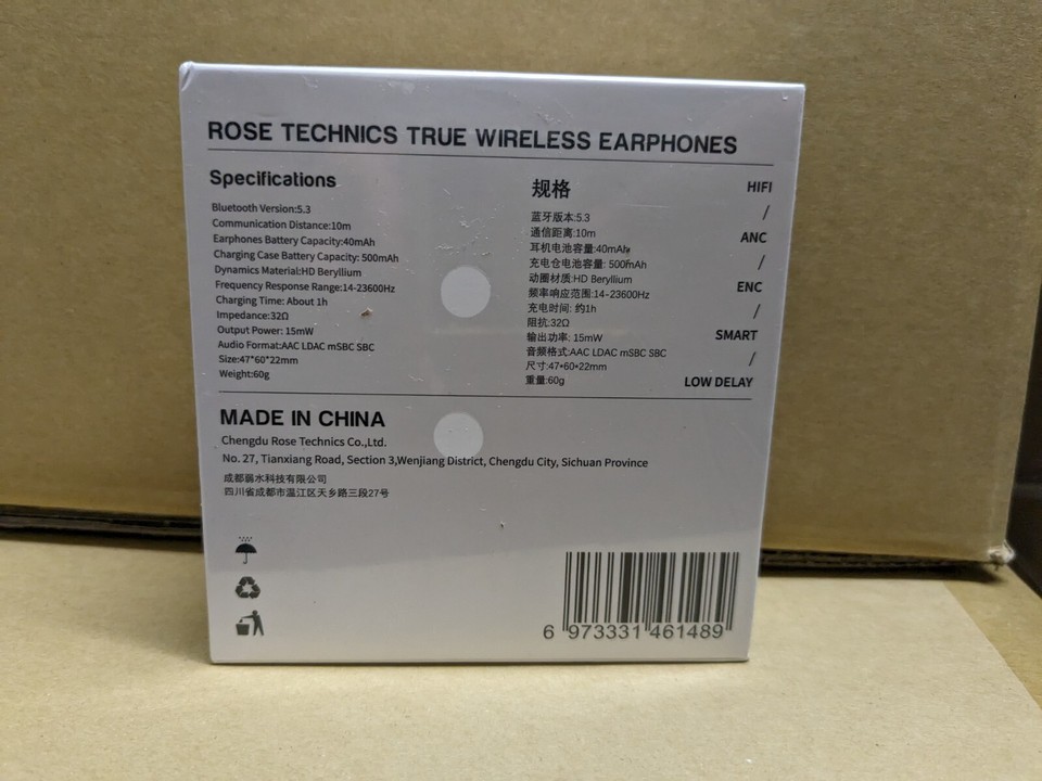 Rose Technics EarFree i3 ANC TWS Earbuds, Noise Cancelling, Pink White ...