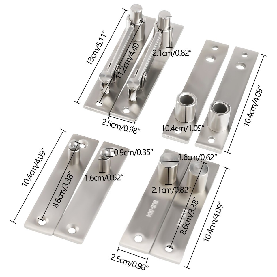 2-Set Heavy Duty 360° Rotating Hidden Bookcase Hinge Secret Door Pivot ...