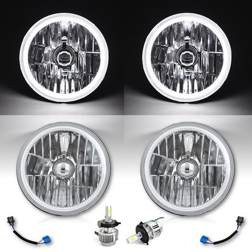 7" White SMD Halo Angel Eye Headlight 6k LED Bulb Pair Fits: 76-17 Jeep ...