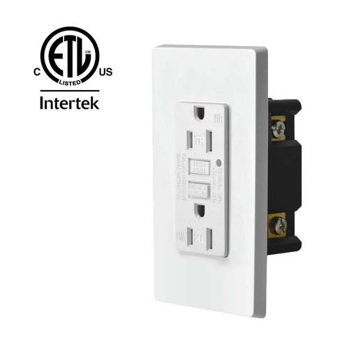15AMP GFCI Outlet Receptacle Tamper Resistant - ETL Listed, White GFI ...