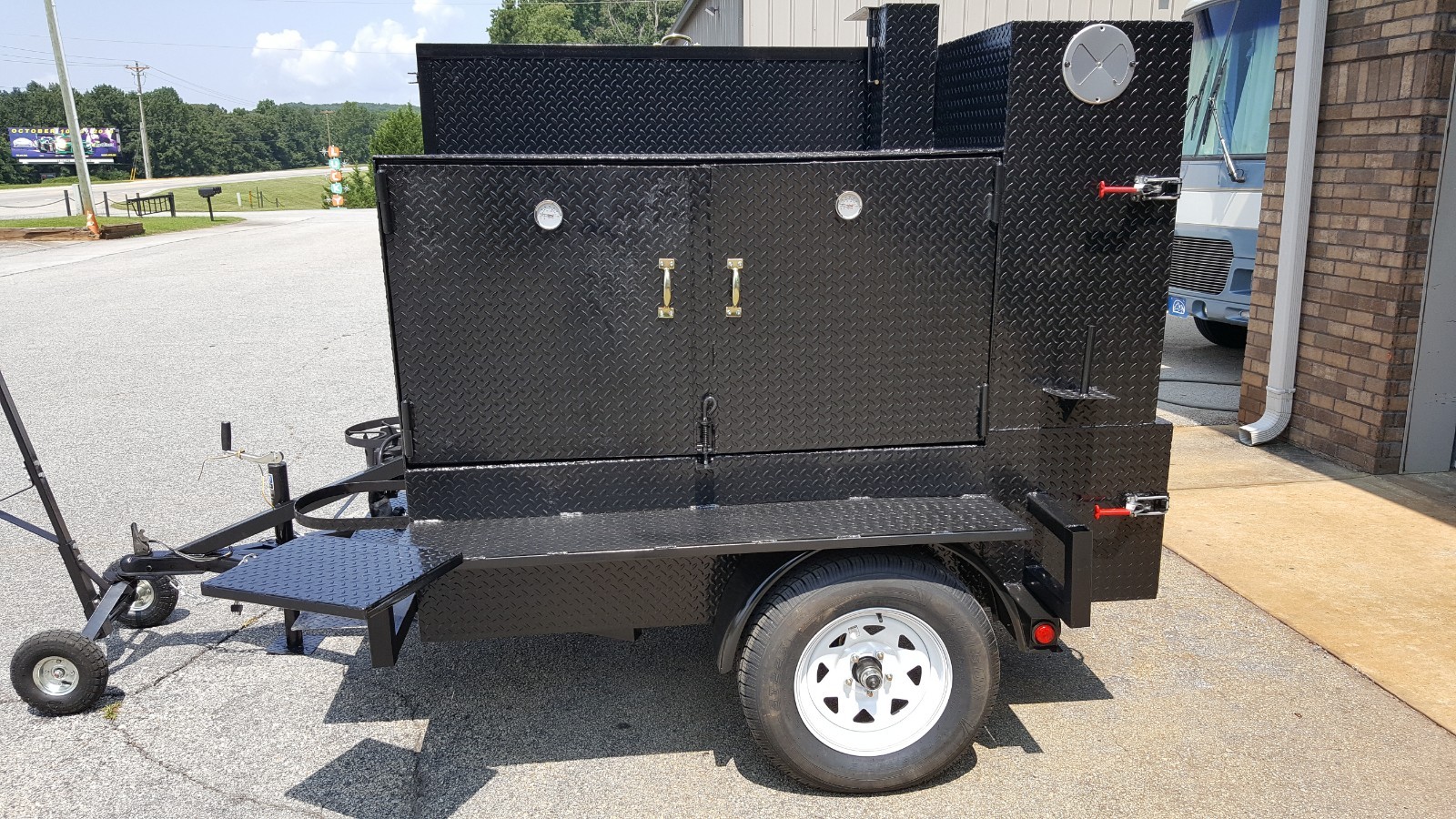Chicken Flipper Smoke House BBQ Smoker w Side Grill Trailer Food Truck ...
