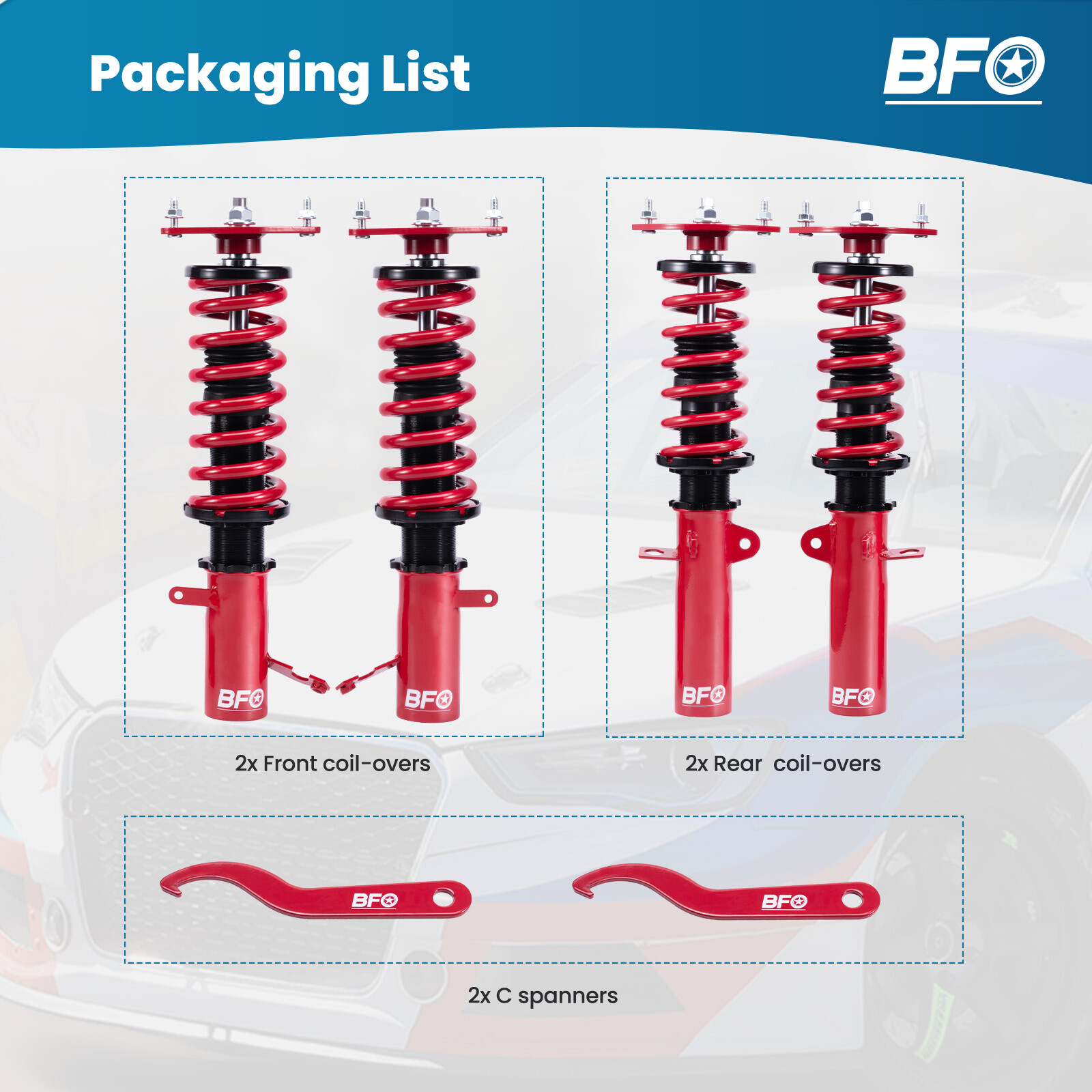 BFO Coilover Suspension Struts Shocks Absorbers For Toyota Corolla 1987 ...