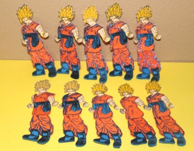 GOKU GLITTER BIRTHDAY PARTY SUPPLY DECORATION FOAM FOMI FIGURES 10 PACK ...
