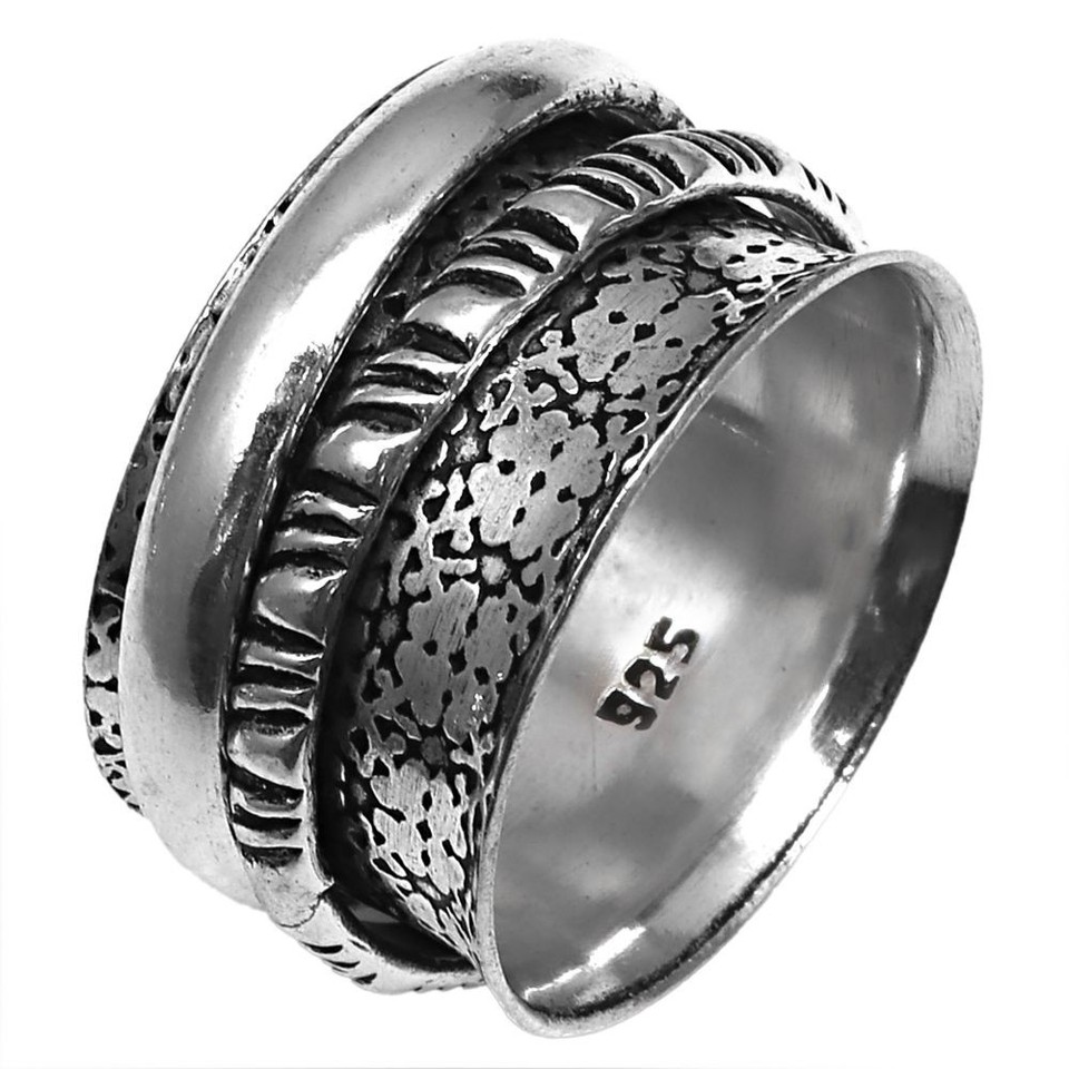 Silver Spinner Ring For Women Four Spinner Ring Fidget Silver Jewelry ...