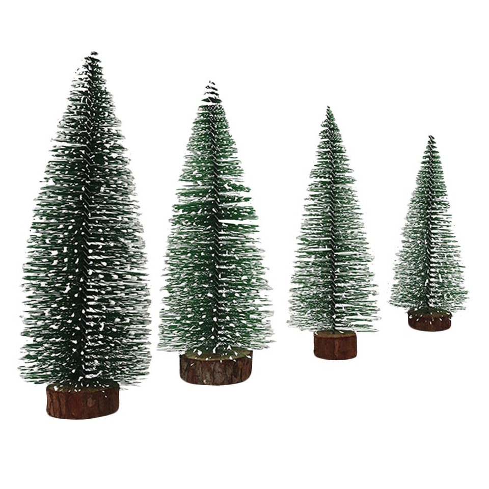 4 Pcs Desktop Adornment Mini Tree Decor Holiday Figurine Festival ...