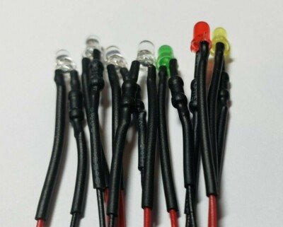 3MM Pre Wired | 12V LED Built-in Resistors, white,red,green,and yellow ...