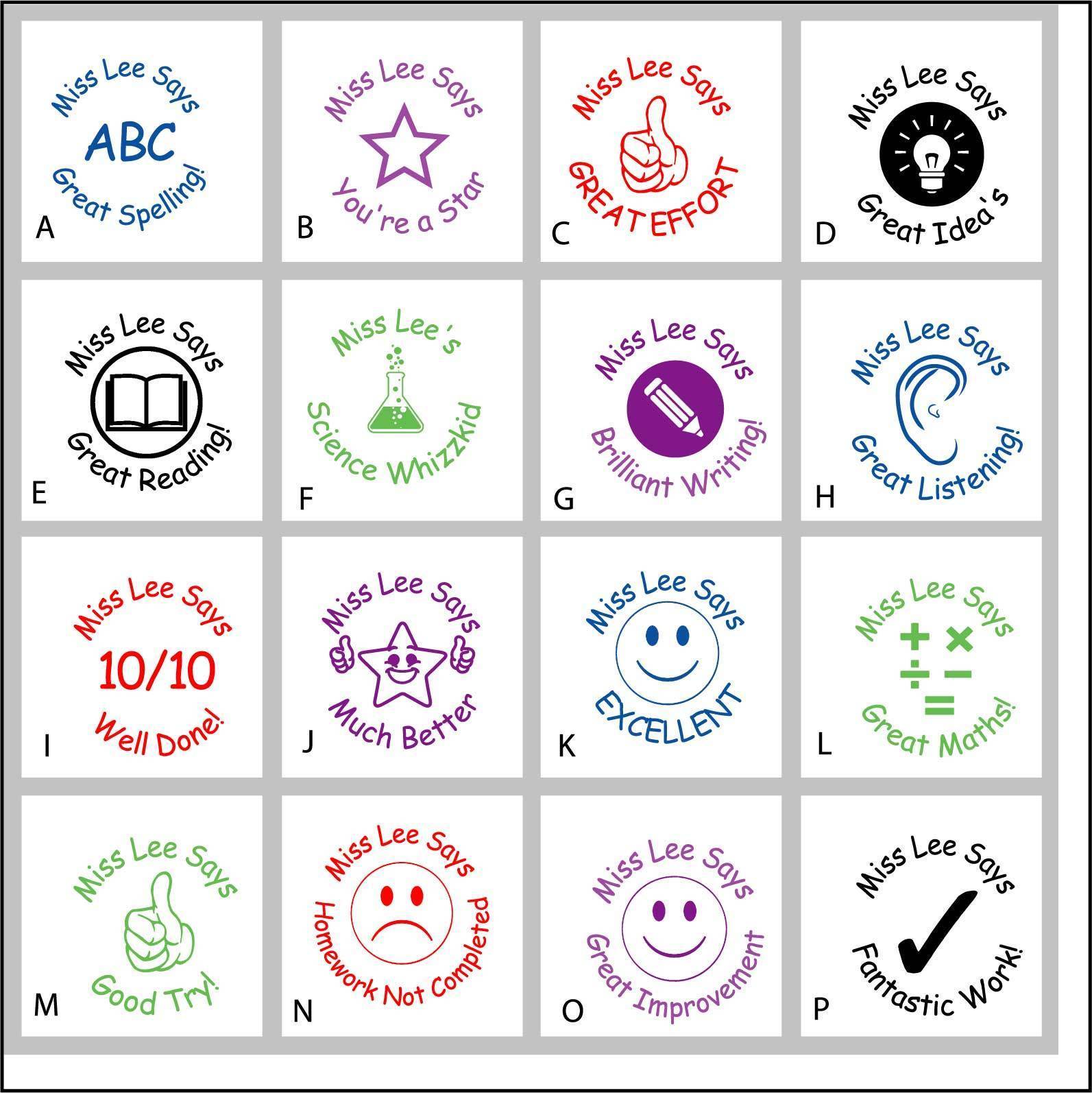 Teacher School Stamps Personalised Custom Ink Praise Reward ...