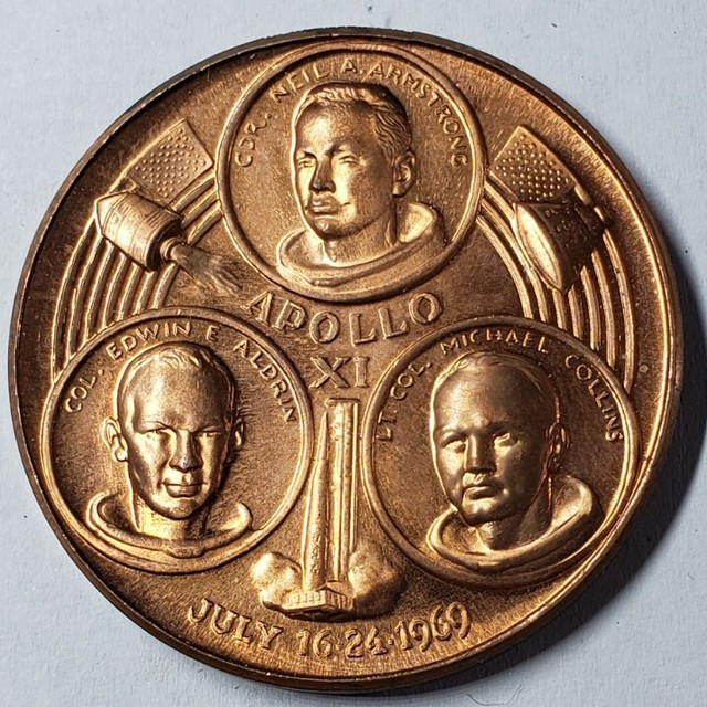 Rare Vintage 1969 Copper Apollo 11 Commemorative Moon Landing coin ...