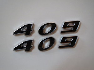 CHEVROLET 409 ENGINE ID HOOD SCOOP QUARTER TRUNK FENDER EMBLEMS - BLACK ...