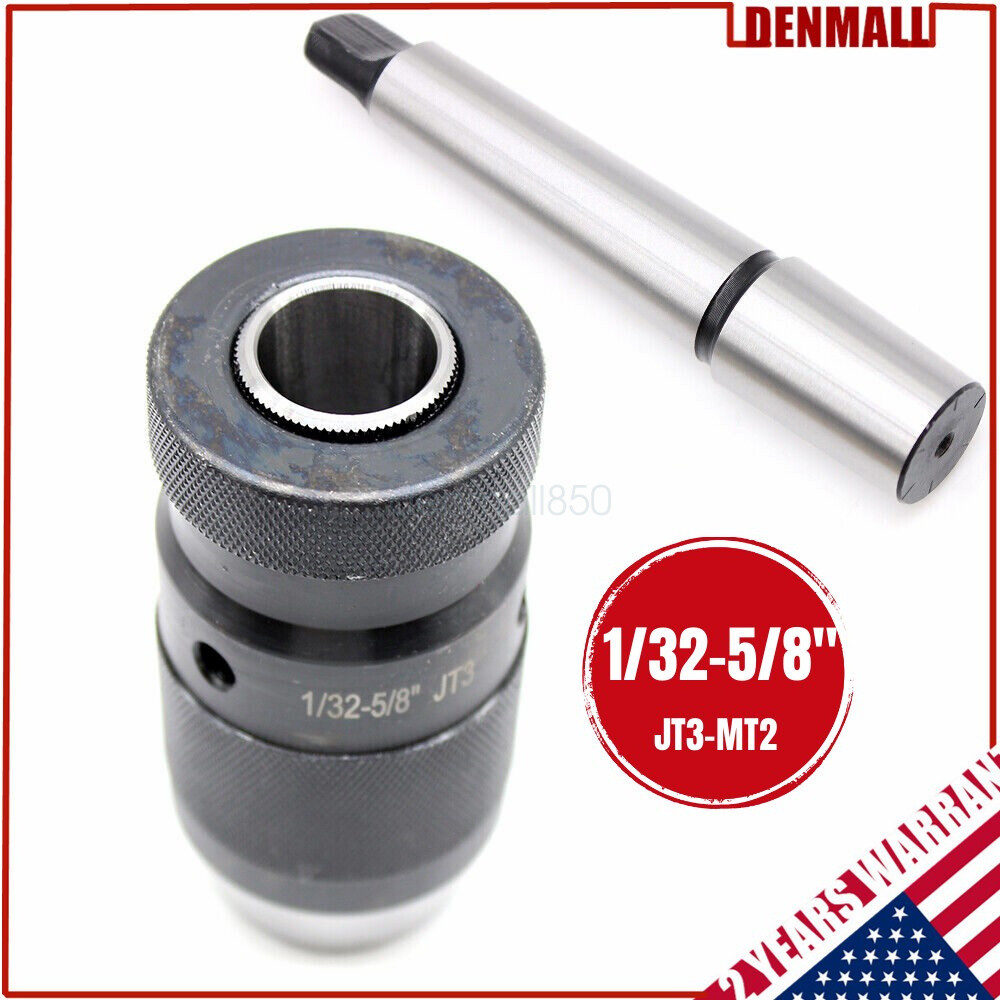 1/32-5/8" Keyless Drill Press Chuck JT3 Mount+3JT-2MT Tanged Arbor ...