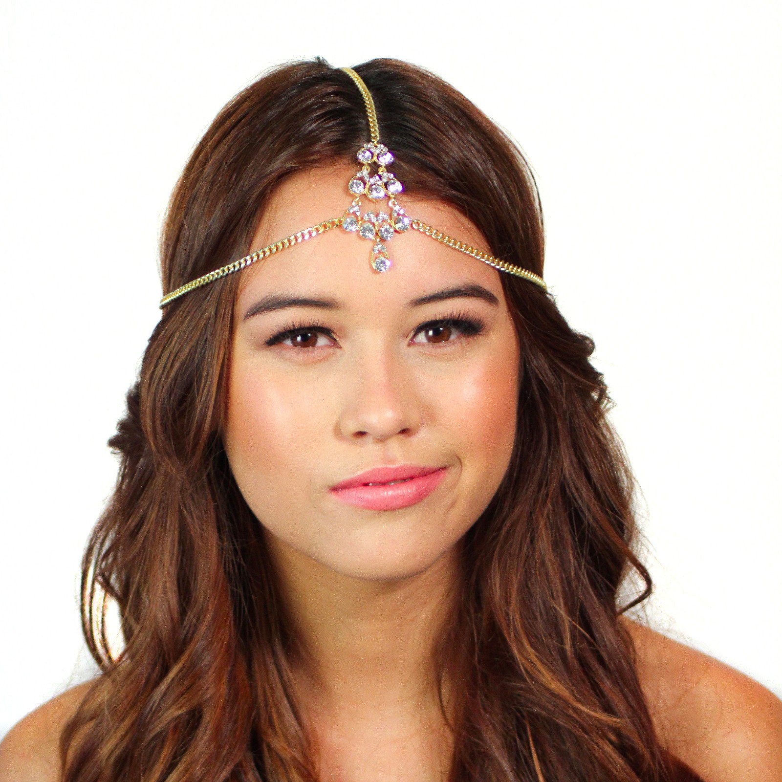 Kristin Perry Crystal Tikka Chain Headpiece | eBay