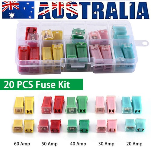 20Pcs Fuses Pack 20A 30A 40A 50A 60A Car Auto Van Mini Square ...