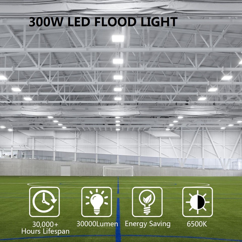 300W LED Flood Light Outdoor Super Bright Waterproof 6500K Daylight ...