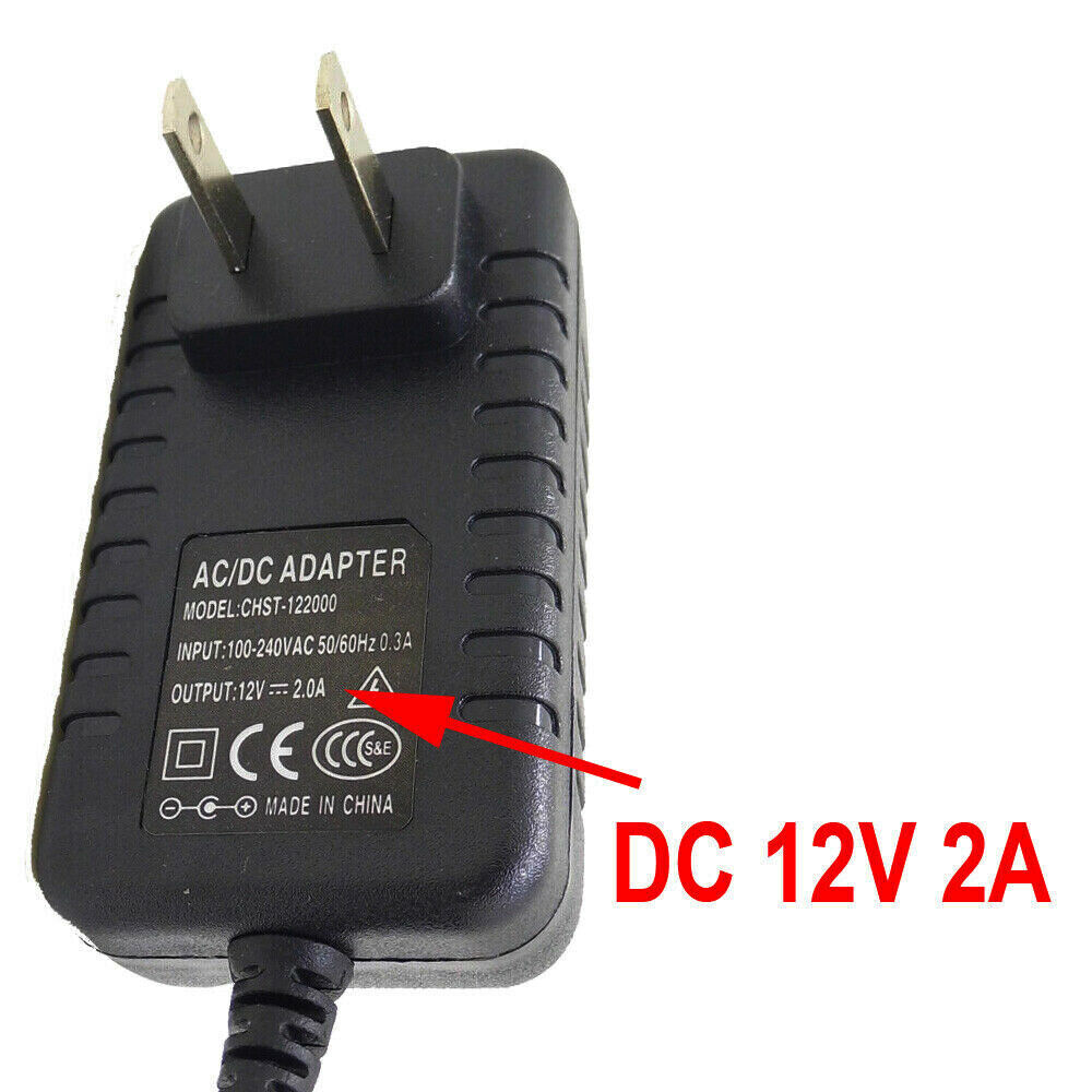 AC 100-240V To DC 12V 2A 5.5mm x 2.5mm Center Positive Power Adapter ...
