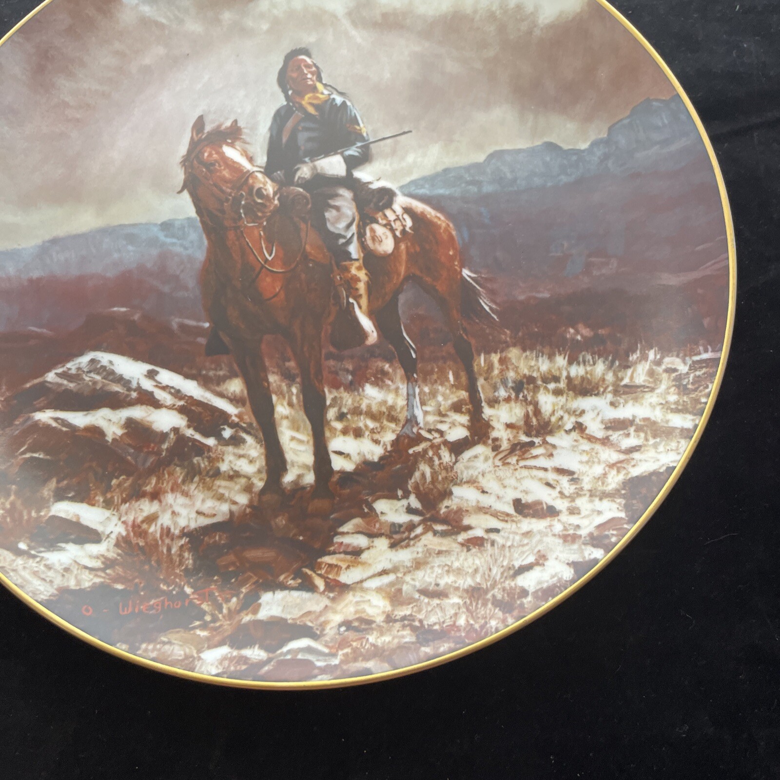 Indian Scout Collectible Plate Olaf Wieghorst Western Horse Army Crow ...