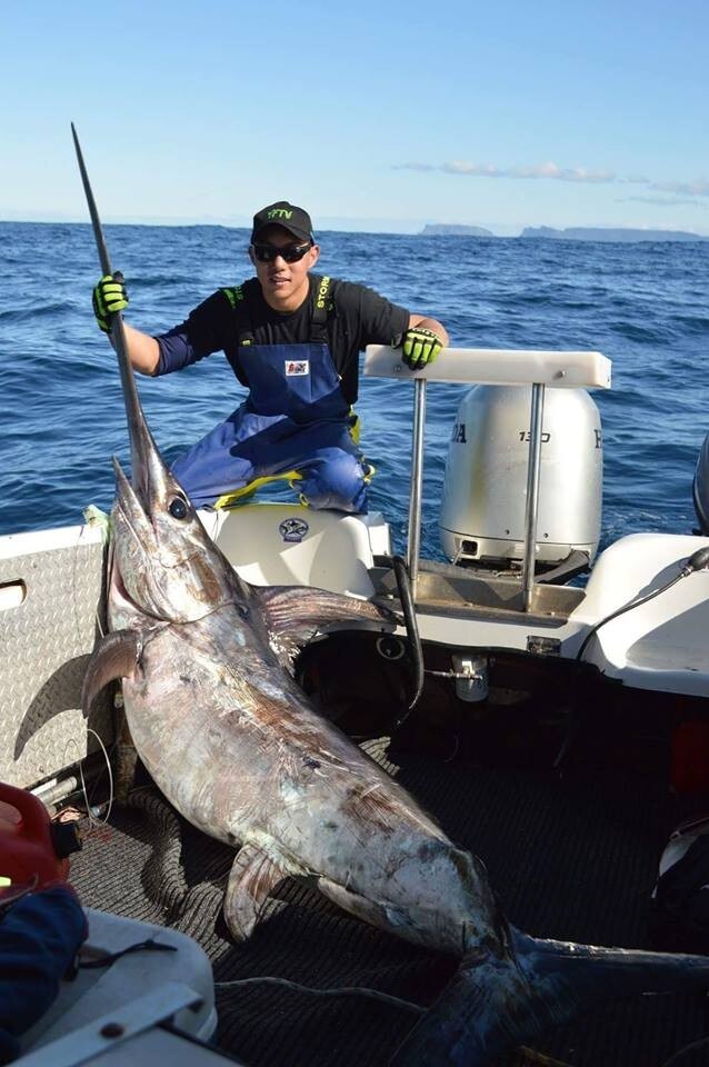 broadbill swordfish rig 4 mtr flurocarbon 400 lb with 18/0 offset ...